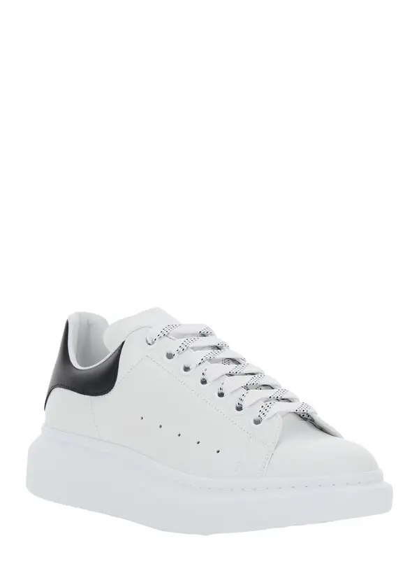 Alexander McQueen Leather Low Top Sneakers With Contrast Heel - White