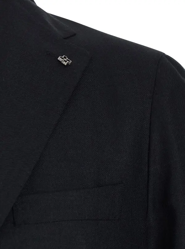 Tagliatore Montecarlo' Grey Single-breasted Jacket With Front Button Closure In Wool And Silk Blend For