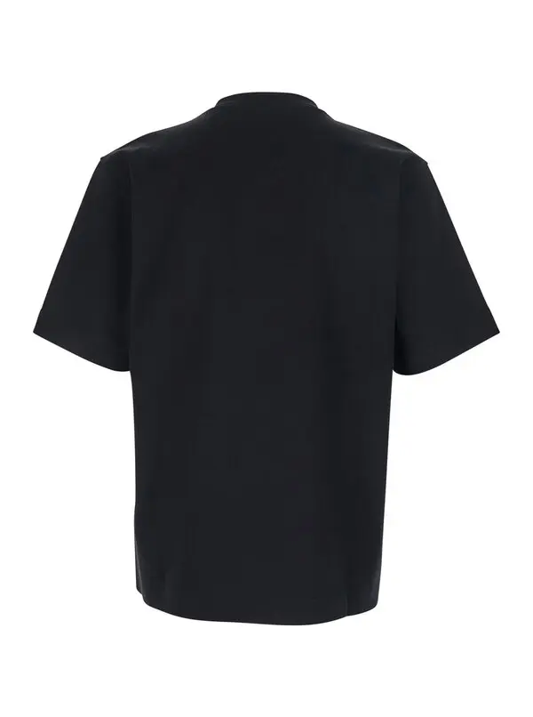Fendi Crewneck T-shirt With Ff Embroidery On The Front In Cotton - Black