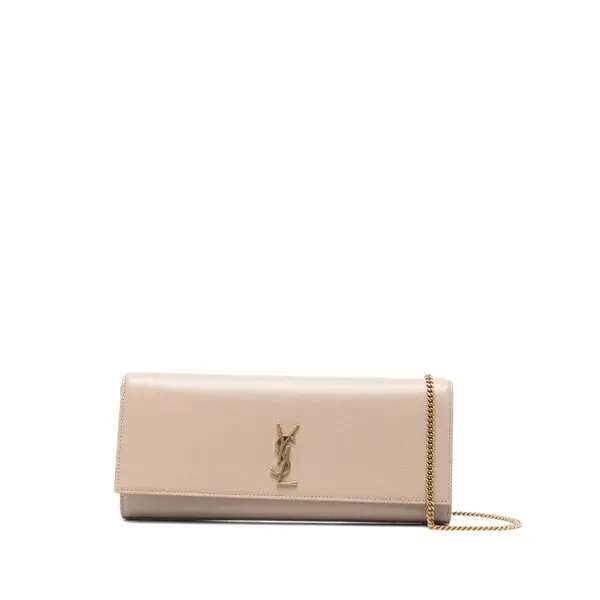 Saint Laurent Calf Leather Clutch Bag - Cream