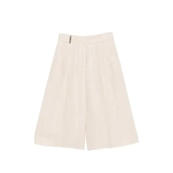 Peserico Wide Leg Tailored Shorts - Cream