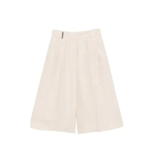 Peserico Wide Leg Tailored Shorts - Cream