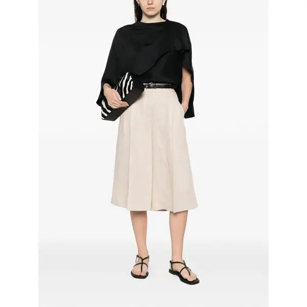 Peserico Wide Leg Tailored Shorts - Cream
