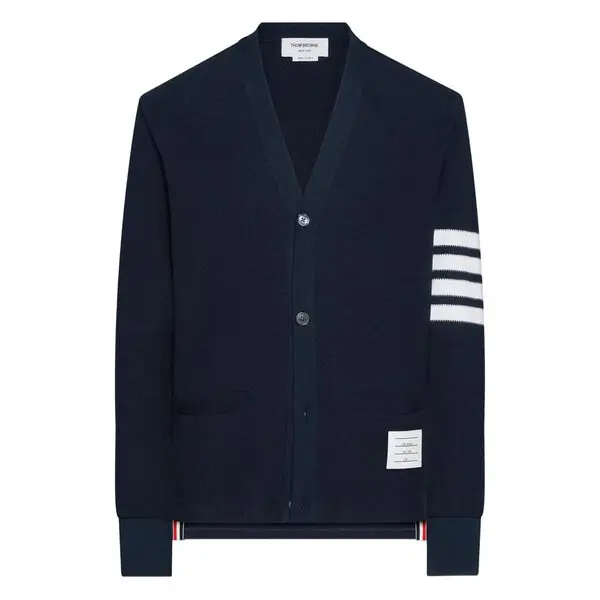 Thom Browne Piqué Weave 4-bar Stripe Cardigan - Blue