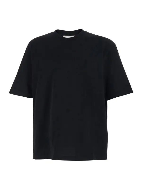 AMI Paris Black Crewneck T-shirt With Adc Embroidery On The Front In Cotton - Multicolor