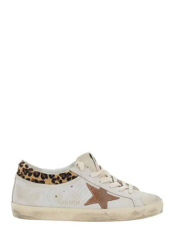 GOLDEN GOOSE Sneaker 'super Star' Low Top With Star Patch On The Side And Animal Print On The Back In White Leather For - Multicolor