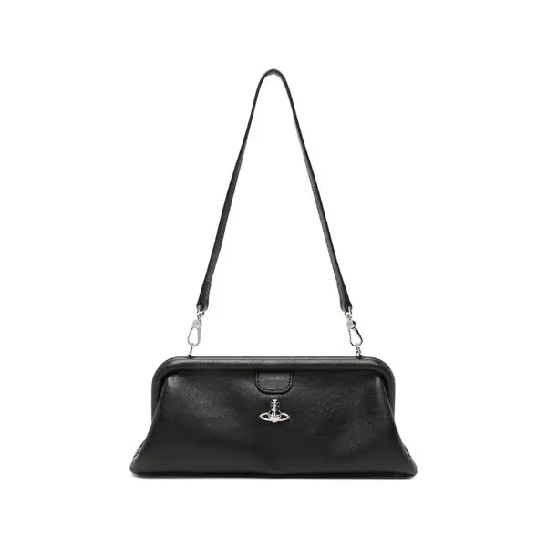VIVIENNE WESTWOOD Sheep Skin Tote Bag With Silver-tone Orb Plaque - Black