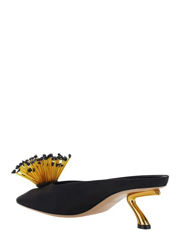 FERRAGAMO Crystal-embellished Fabric Low Heel Sandals - Multicolor