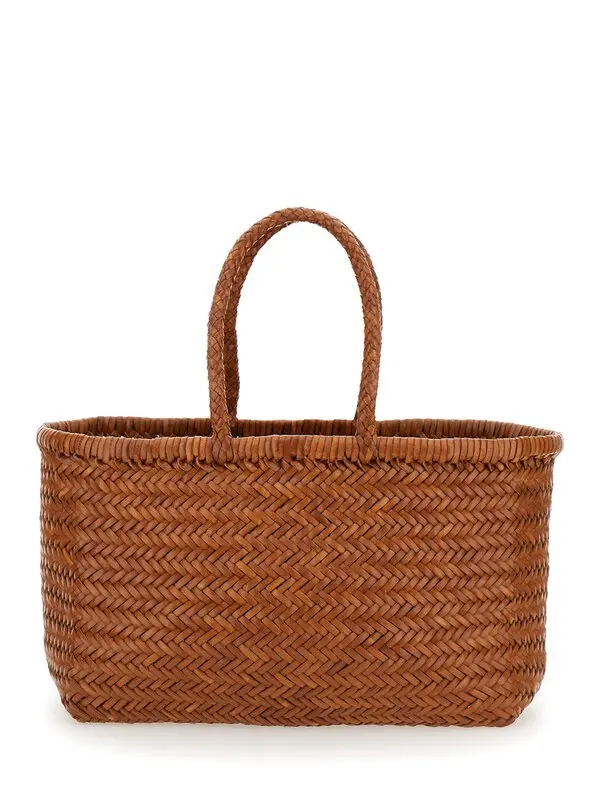 Dragon Diffusion Tote Bag 'bamboo Triple Jump' With Two Top Handles In Leather For - Brown