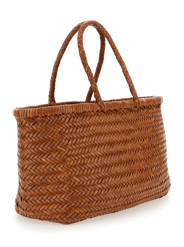 Dragon Diffusion Tote Bag 'bamboo Triple Jump' With Two Top Handles In Leather For - Brown
