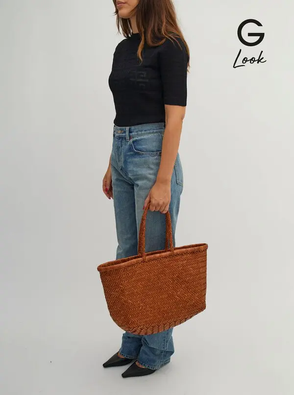 Dragon Diffusion Tote Bag 'bamboo Triple Jump' With Two Top Handles In Leather For - Brown