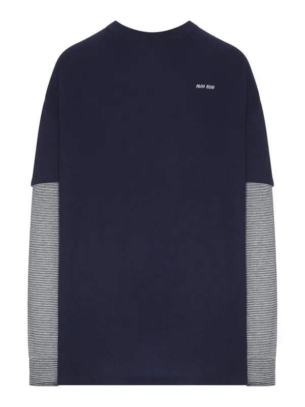 Miu Miu Layered Crew Neck Cashmere Sweater