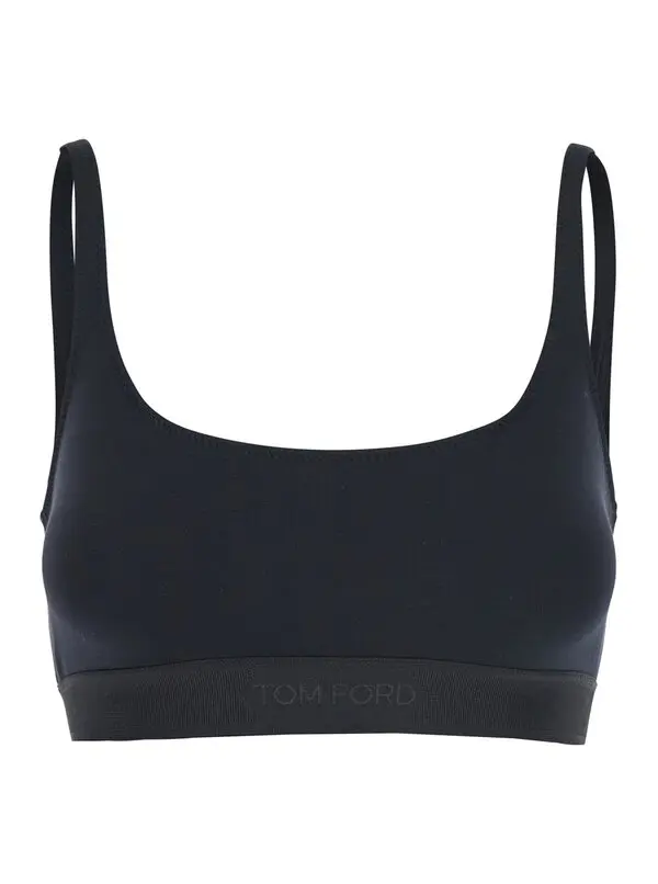 TOM FORD Top Bralette 'brj016jex166l' With Wide Neckline And Logo Lettering On The Front In Stretch Modal For - Black