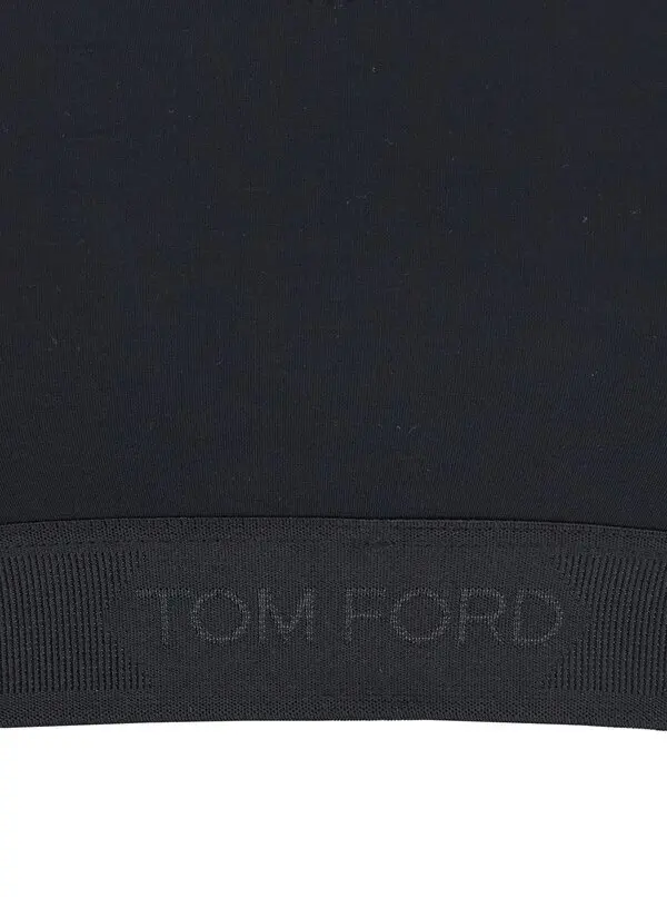 TOM FORD Top Bralette 'brj016jex166l' With Wide Neckline And Logo Lettering On The Front In Stretch Modal For - Black