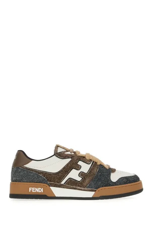 Fendi Leather Lace Up Sneakers - Multicolor