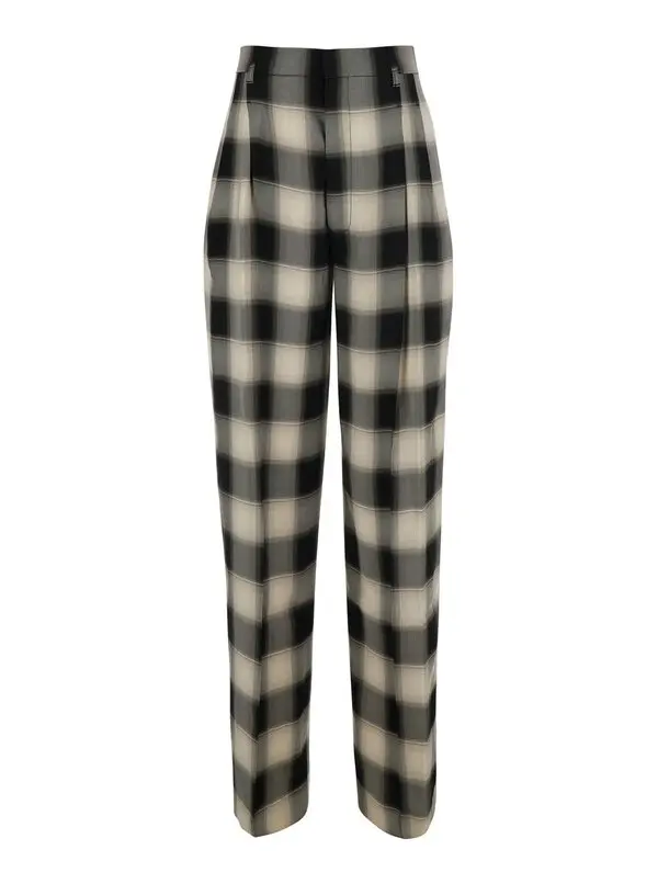 Phoebe Philo Pants With Front Pleats And All-over Check Motif In Viscose For - Multicolor