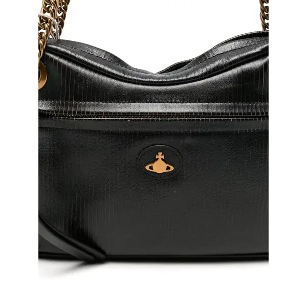 VIVIENNE WESTWOOD Grained Leather Shoulder Bag With Signature Orb Plaque