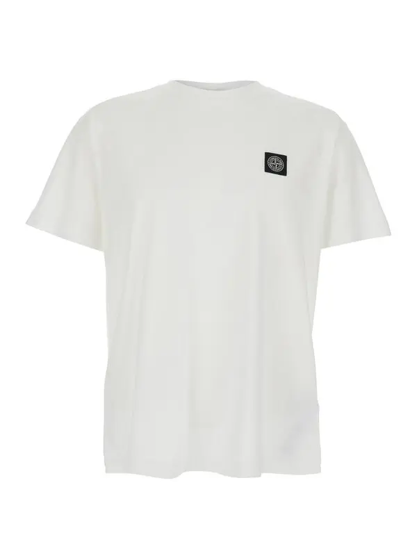 Stone Island Crew Neck T-shirt With Logo Patch On Front In Cotton For - Multicolor