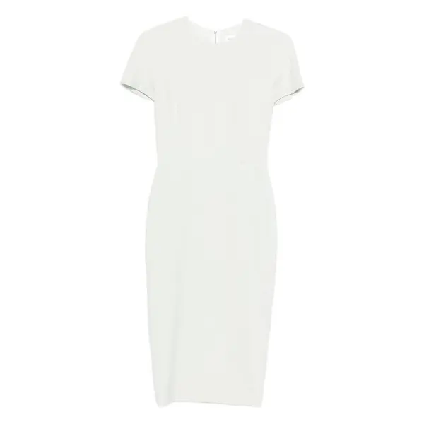 Victoria Beckham Short Sleeve Round Neck Concealed Zip Day Dress - Green