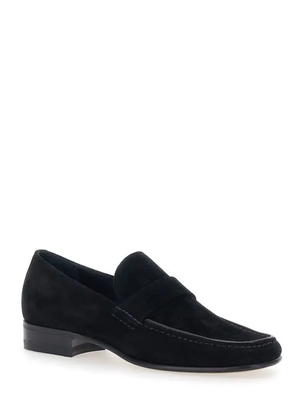 Phoebe Philo Black Pull-on Loafers In Suede - Multicolor