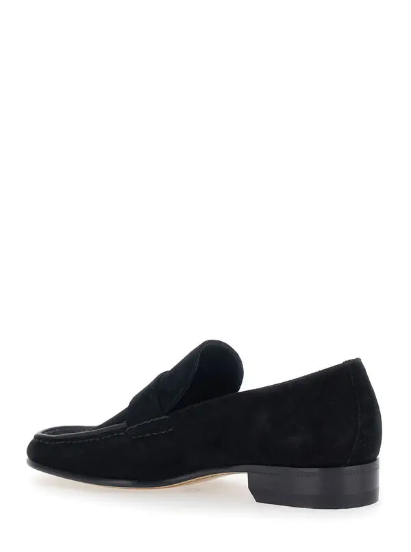 Phoebe Philo Black Pull-on Loafers In Suede - Multicolor