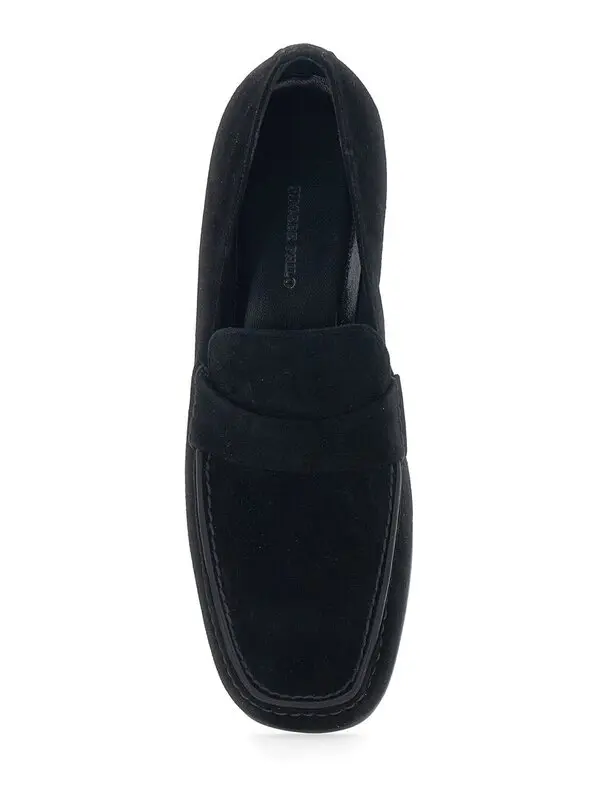 Phoebe Philo Black Pull-on Loafers In Suede - Multicolor