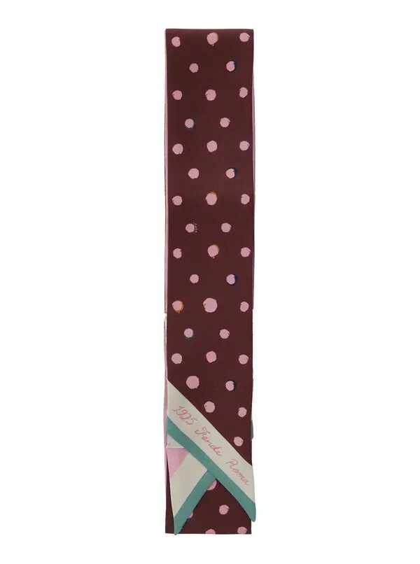 Fendi Scarf With Polka Dot Pattern And Logo Lettering In Silk - Multicolor