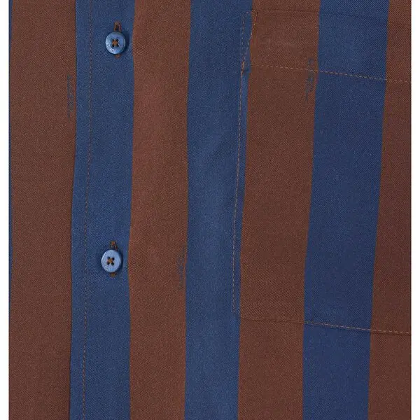 Fendi Silk Short Sleeves Shirt With Pequin Stripes - Blue
