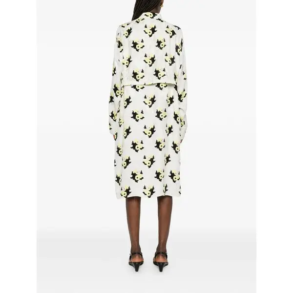 Fendi Floral Silk Shirt Dress - Cream