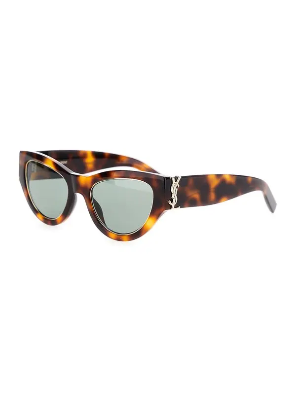Saint Laurent Brown Sunglasses With Thick Frame And Tortoiseshell Print In Acetate - Multicolor
