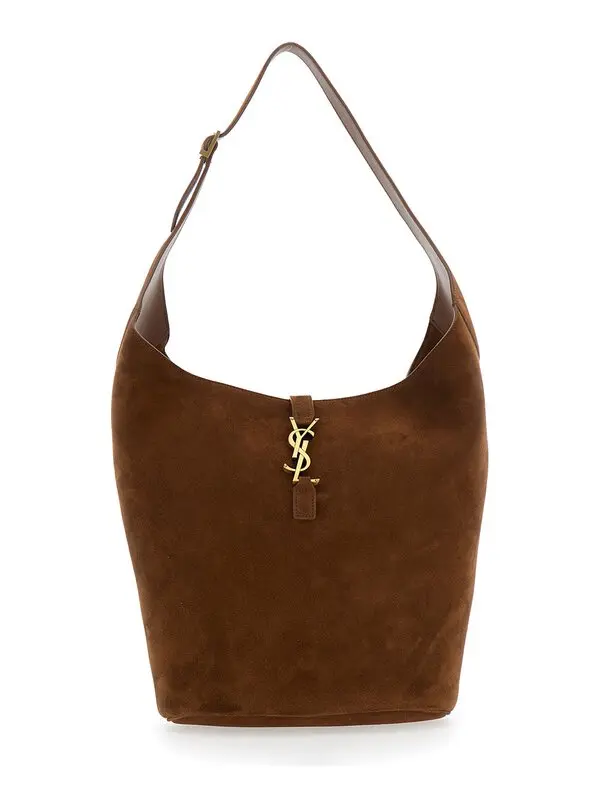 Saint Laurent Le 5 À 7' Brown Shoulder Bag With Hook Closure With Cassandre In Soft Leather - Multicolor