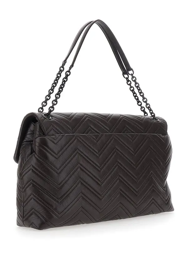 Gucci Leather Shoulder Bag With Adjustable Strap