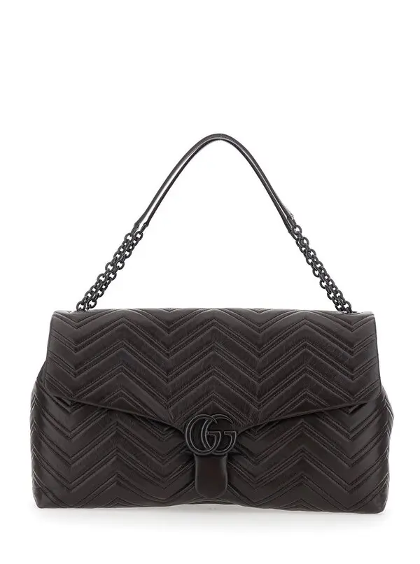 Gucci Leather Shoulder Bag With Adjustable Strap - Brown