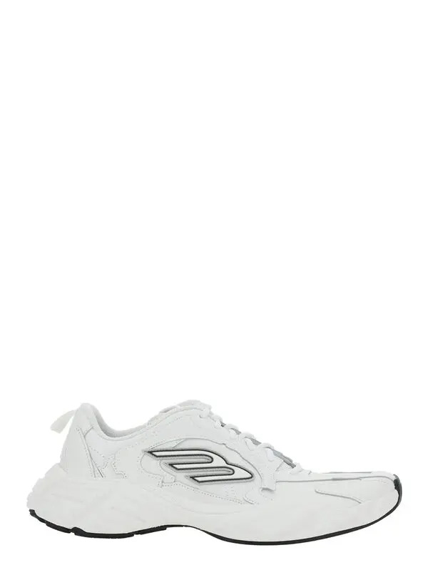 Balenciaga Monday' White Low Top Sneakers With Logo Detail And Embossed The Rear In Leather And Fabric - Multicolor