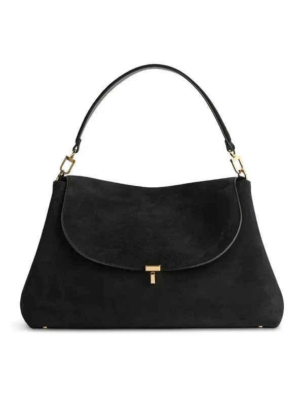 TOTEME T-lock Suede Bag - Black