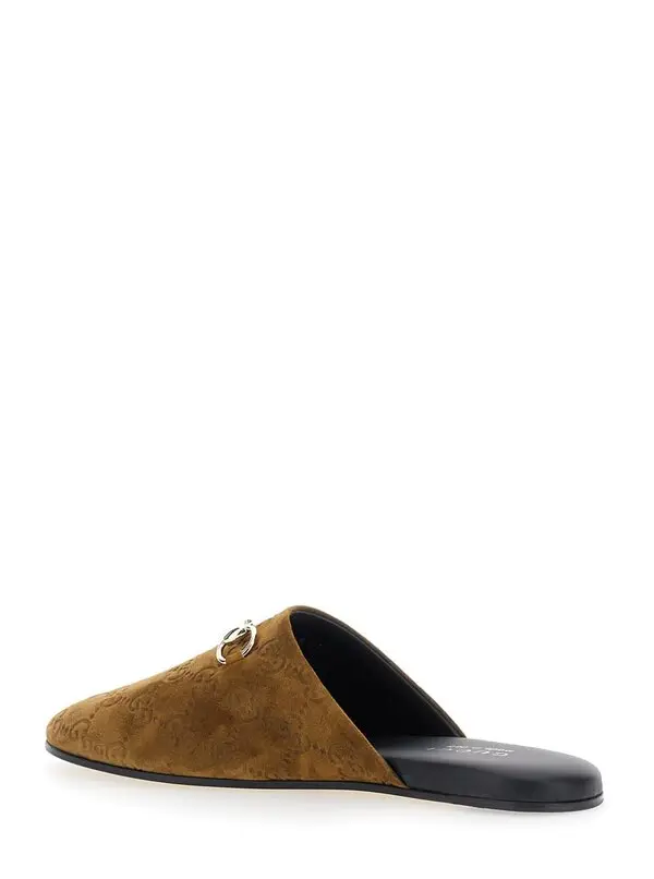 Gucci Suede Gg Motif Horsebit Mule - Multicolor