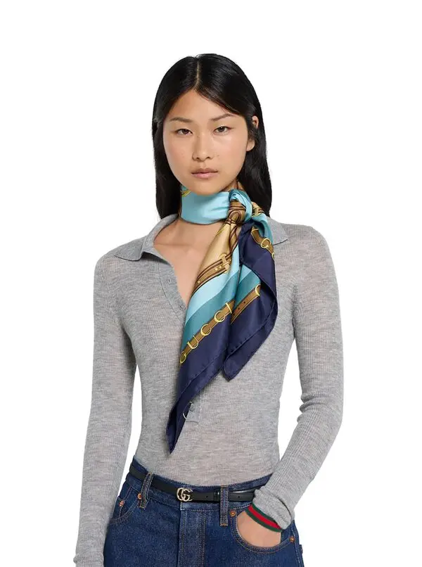 Gucci Square Scarf With All-over Print In Silk - Multicolor