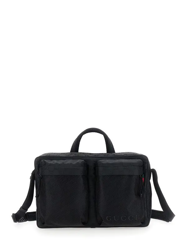 Gucci Black Suitcase With Tone-on-tone Gg All-over Motif In Tech Fabric - Multicolor