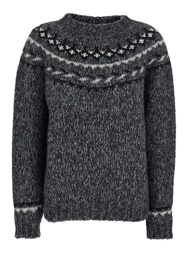 P.a.r.o.s.h Grey Crewneck Sweater In Wool Blend - Multicolor