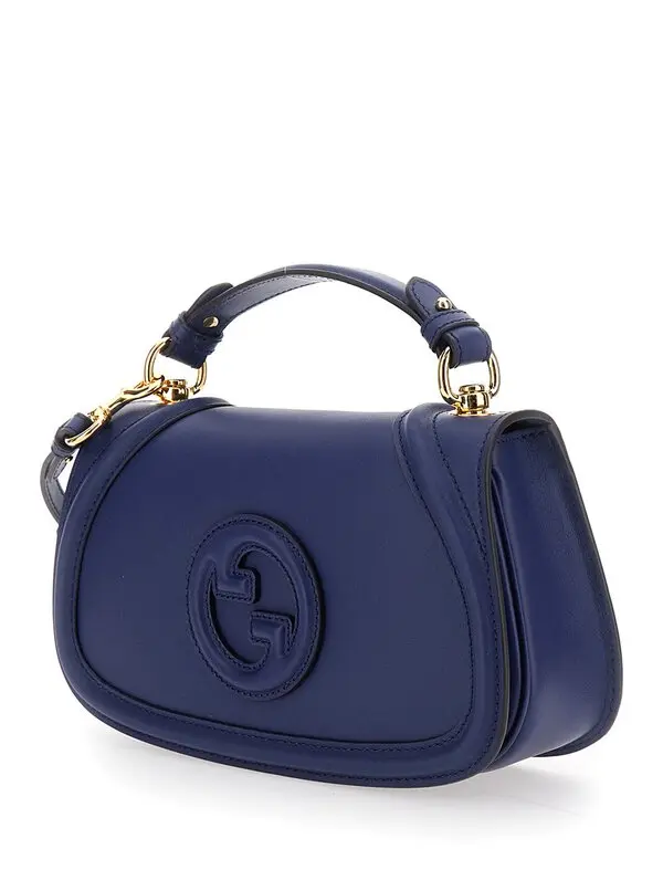 Gucci Blondie Leather Handbag With Gg Logo Plaque - Multicolor