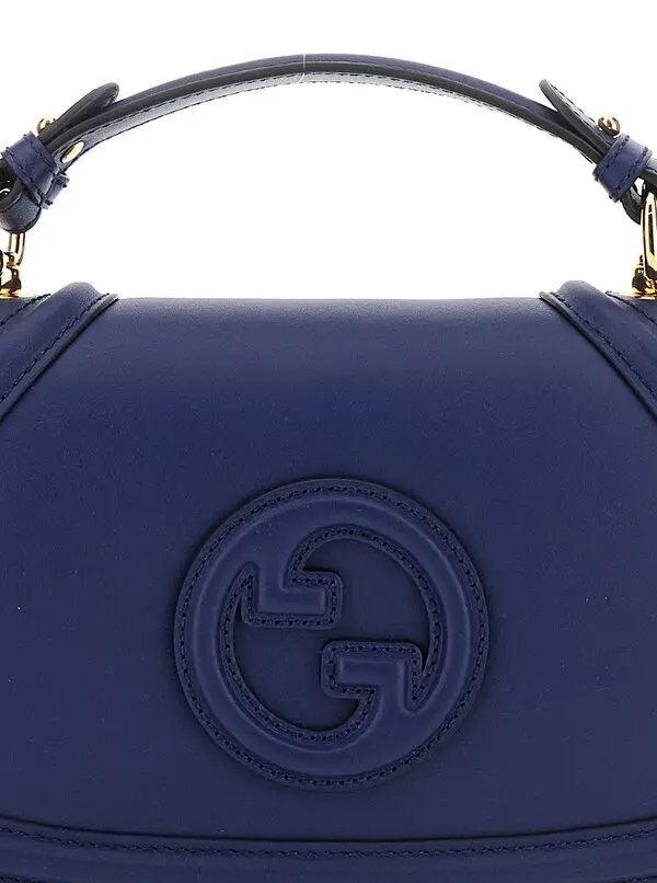 Gucci Blondie Leather Handbag With Gg Logo Plaque - Multicolor