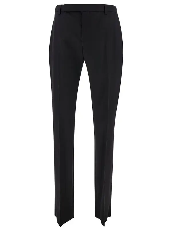 Saint Laurent Black Tailored Pants With Front Pinces In Wool