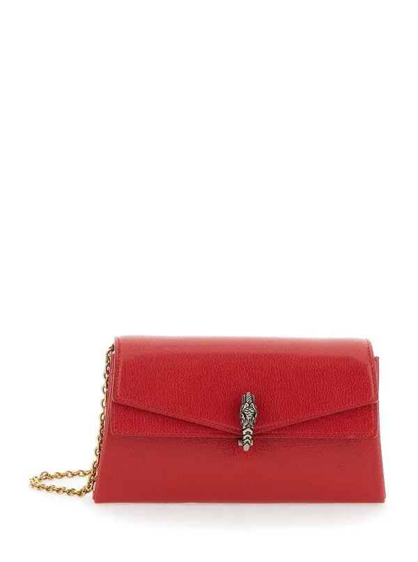 Gucci Dyonisus' Small Shoulder Bag With Removable Chain Strap And Front Plate In Leather For - Red
