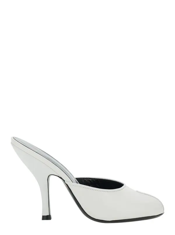 JUDE Date' White Heeled Sandals With Cut-out Toe In Leather - Multicolor