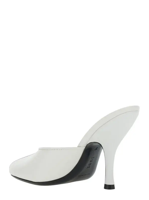 JUDE Date' White Heeled Sandals With Cut-out Toe In Leather - Multicolor