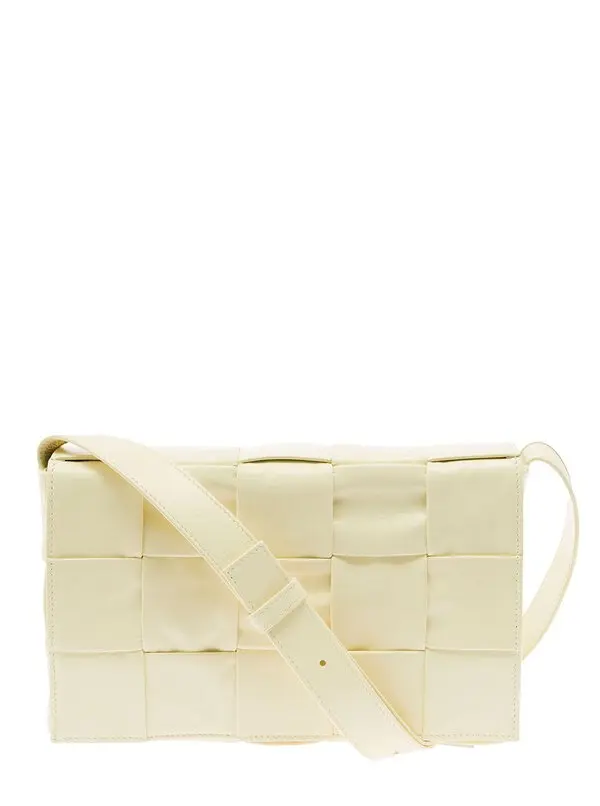 Bottega Veneta Candy Cassette' White Mini Shoulder Bag Intreccio Design In Leather - Multicolor
