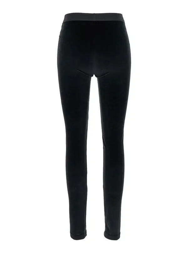 TOM FORD Leggings With Elasticized Waist And Velvet Logo Lettering Black - Multicolor
