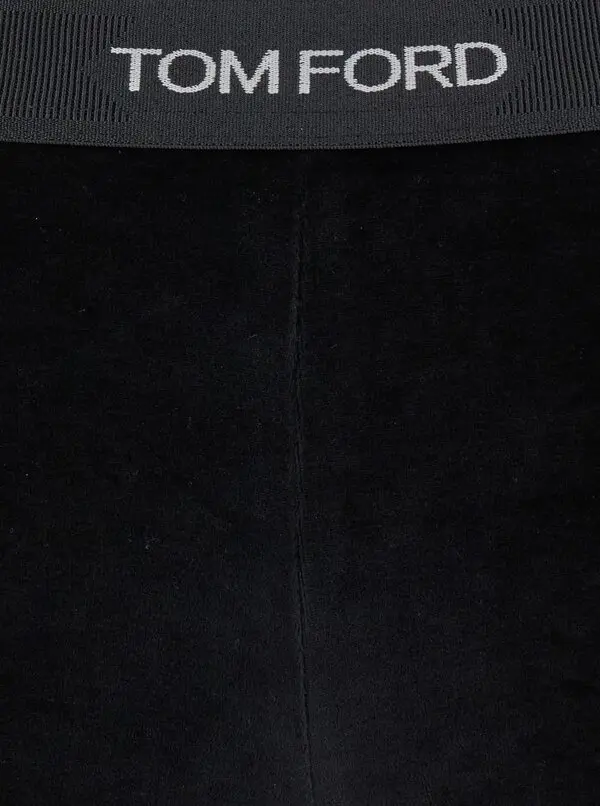 TOM FORD Leggings With Elasticized Waist And Velvet Logo Lettering Black - Multicolor