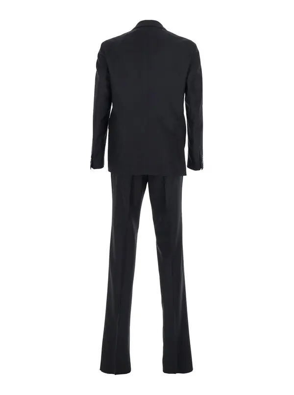 Tagliatore Black Single-breasted Suit With Peak Revers In Wool Stretch - Multicolor