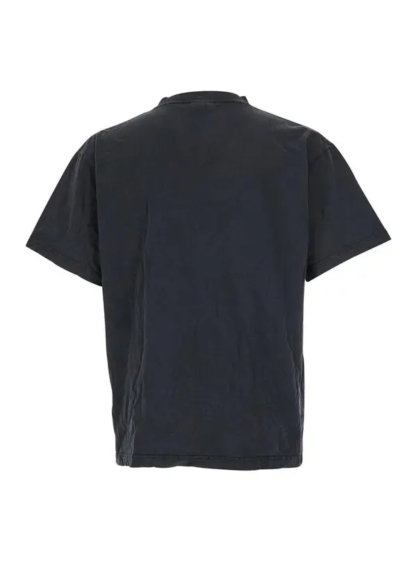 Balenciaga Black Crewneck T-shirt With Logo Print On The Front In Cotton - Multicolor